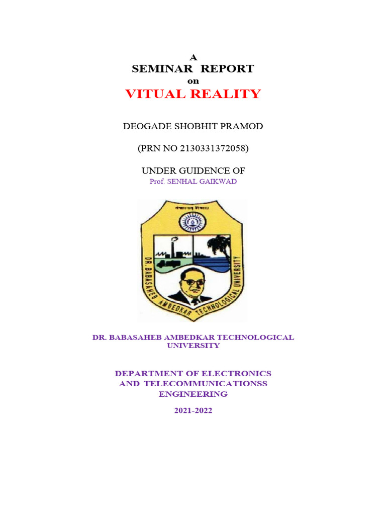 Virtual Reality Report | PDF | Virtual Reality | Augmented Reality
