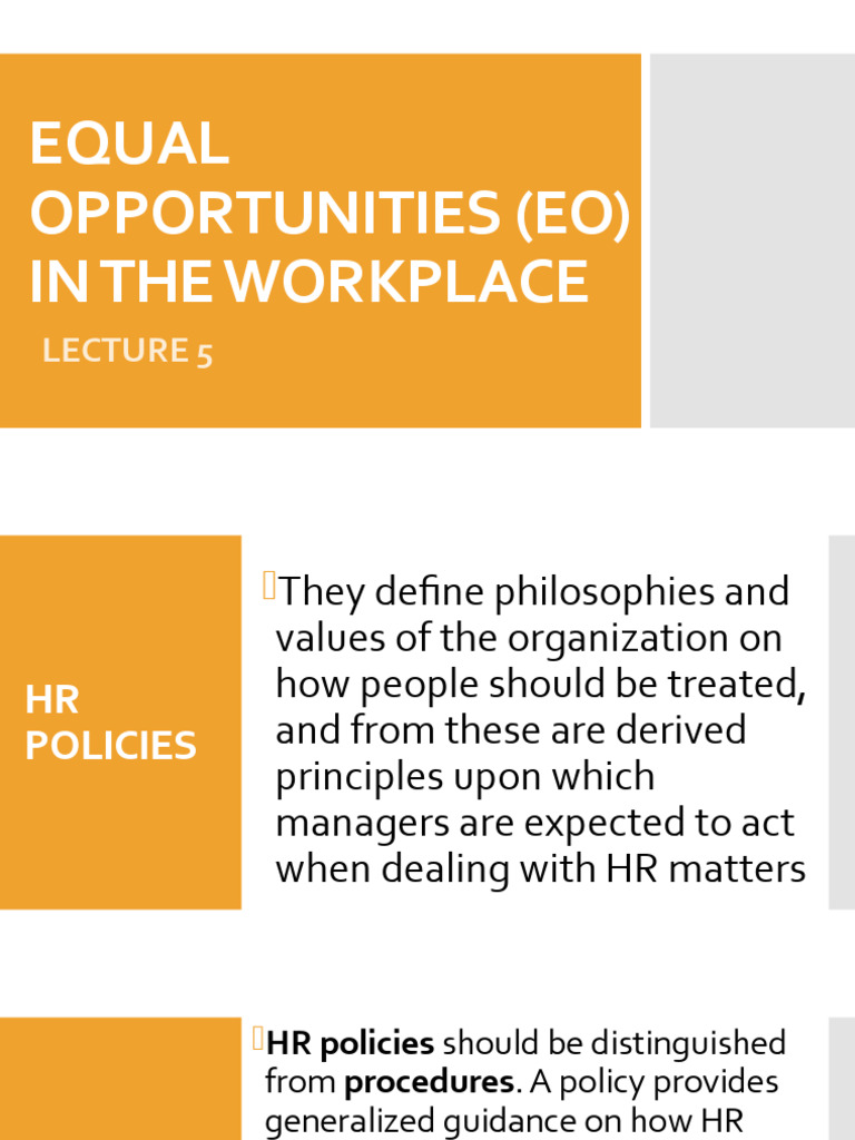 Lecture 5 Equal Opportunity | PDF | Discrimination | Employment