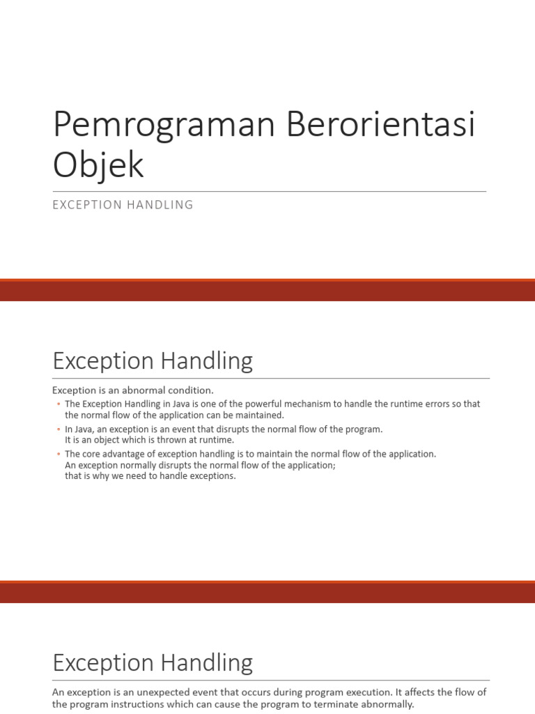 Pertemuan 11 Exception Handling Pdf Java Programming Language Computer Program 