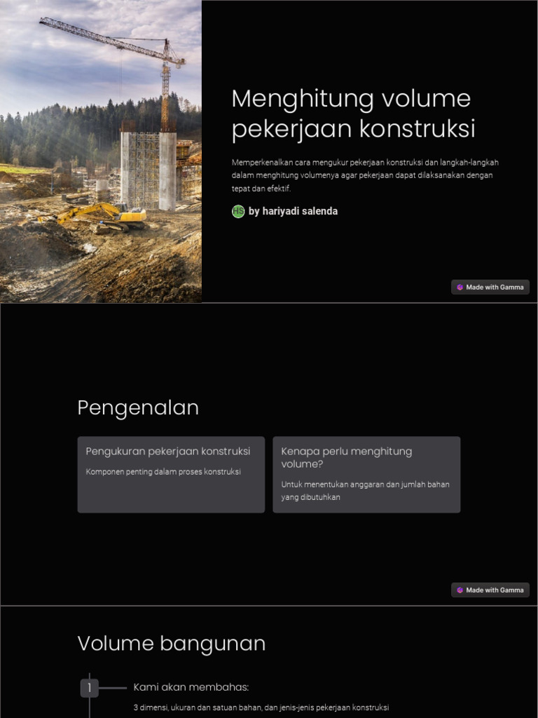 Menghitung Volume Pekerjaan Konstruksi Bangunan | PDF