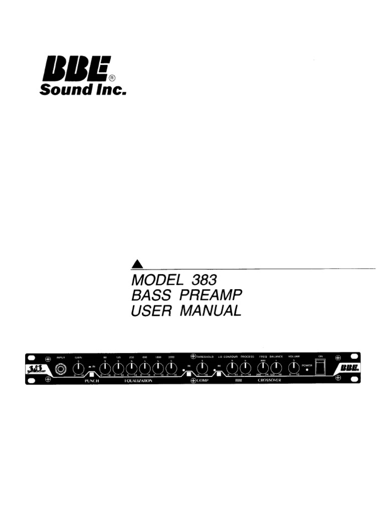 Bbe-Sound 383 Bass Preamp User-Man SCH | PDF