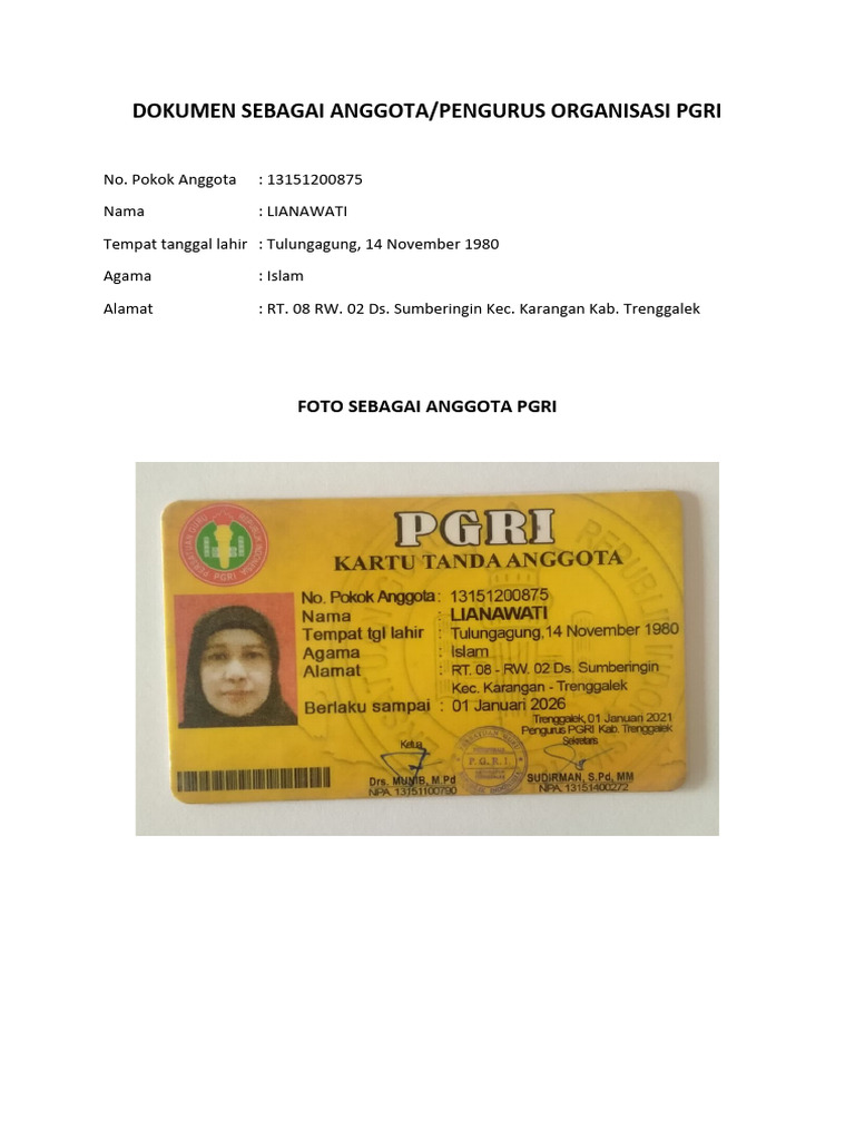 Dokumen Anggota PGRI | PDF