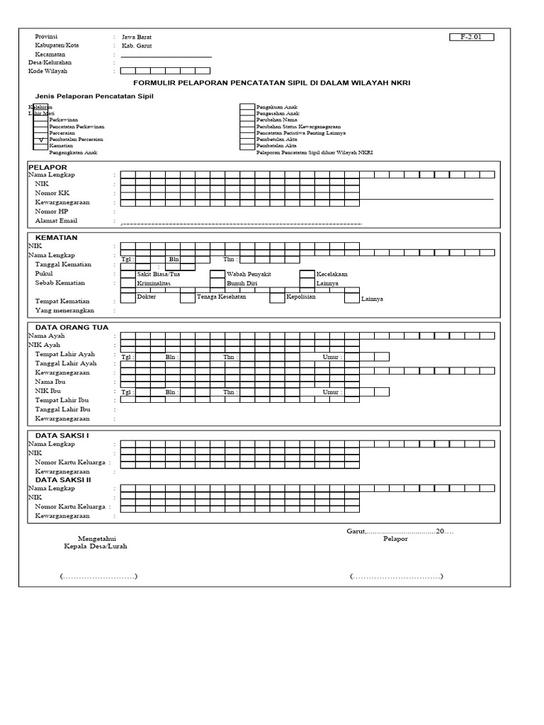 Form Akta Kematian | PDF