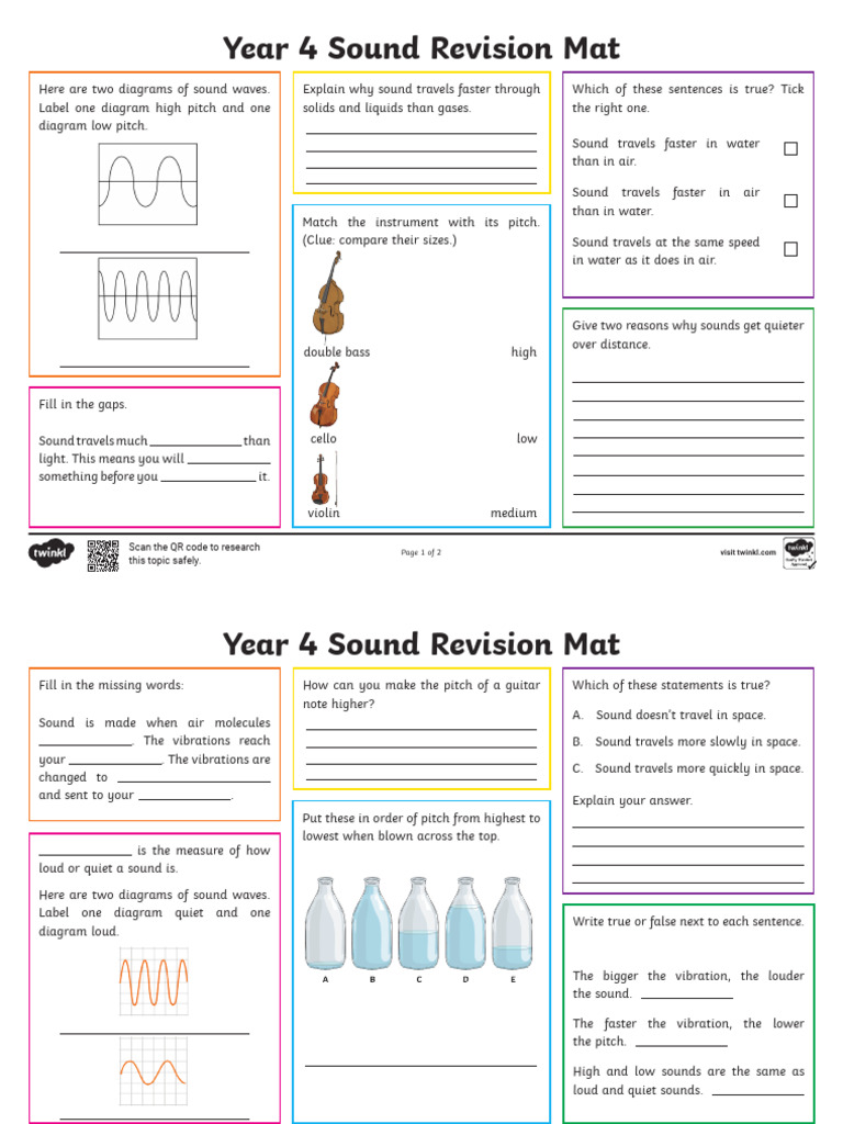 Year 4 Sound Revision Mat: Scan The QR Code To Research This Topic ...