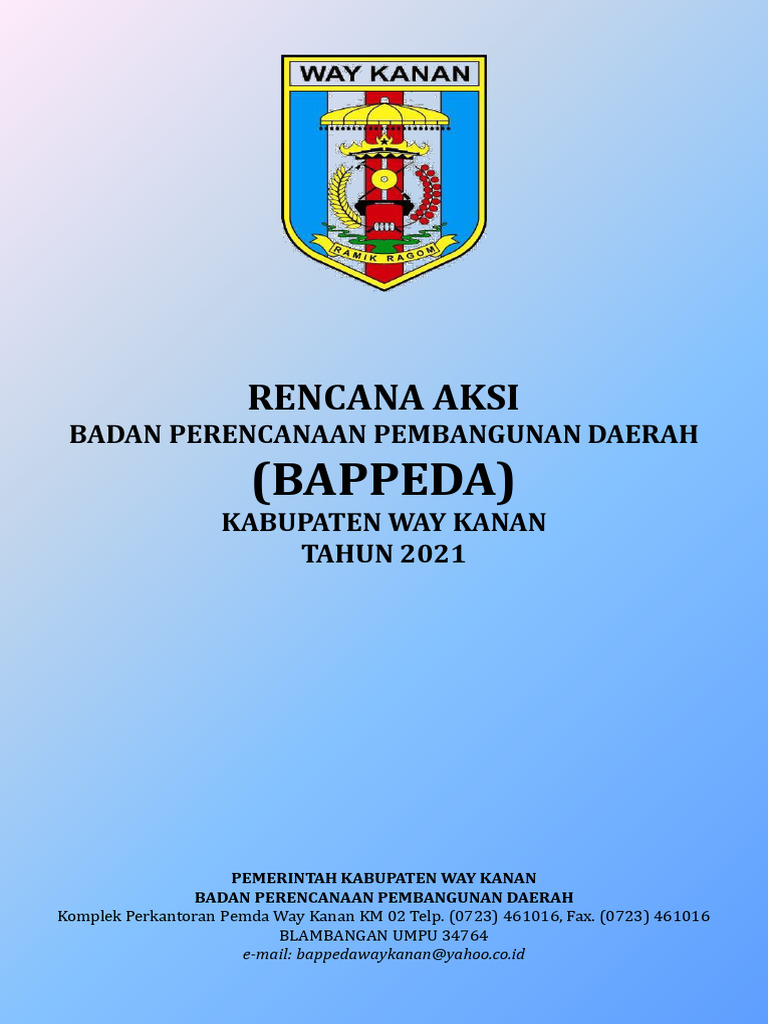 Rencana Aksi BAPPEDA Way Kanan 2021 | PDF
