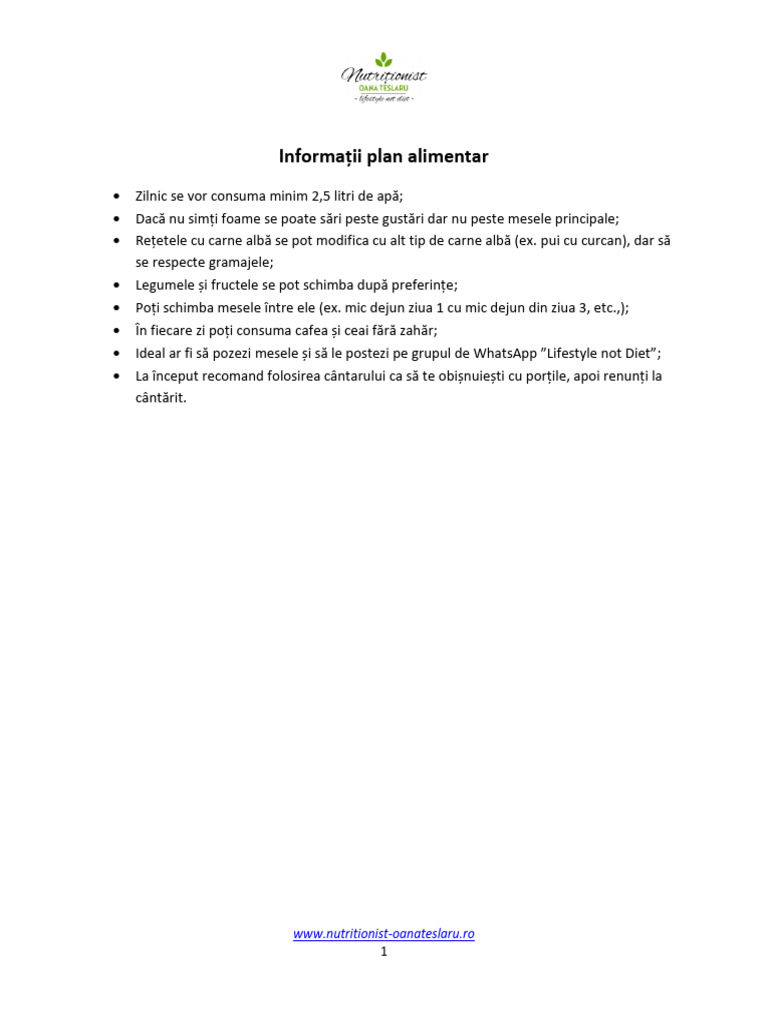 Plan Alimentar S1 | PDF