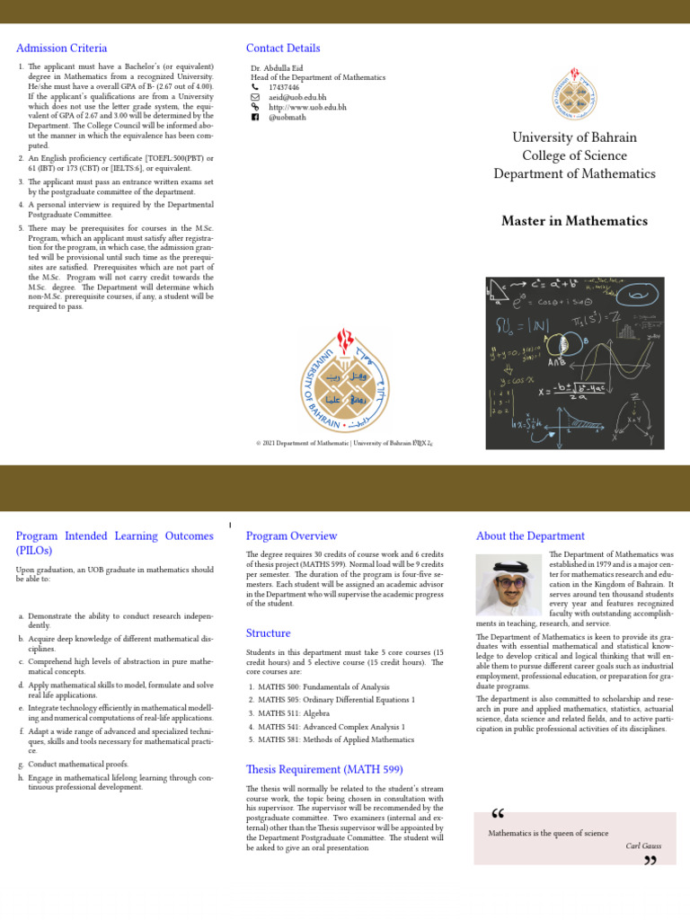 Trifold Brochure Leaflet - 2 | PDF | Mathematics | Thesis