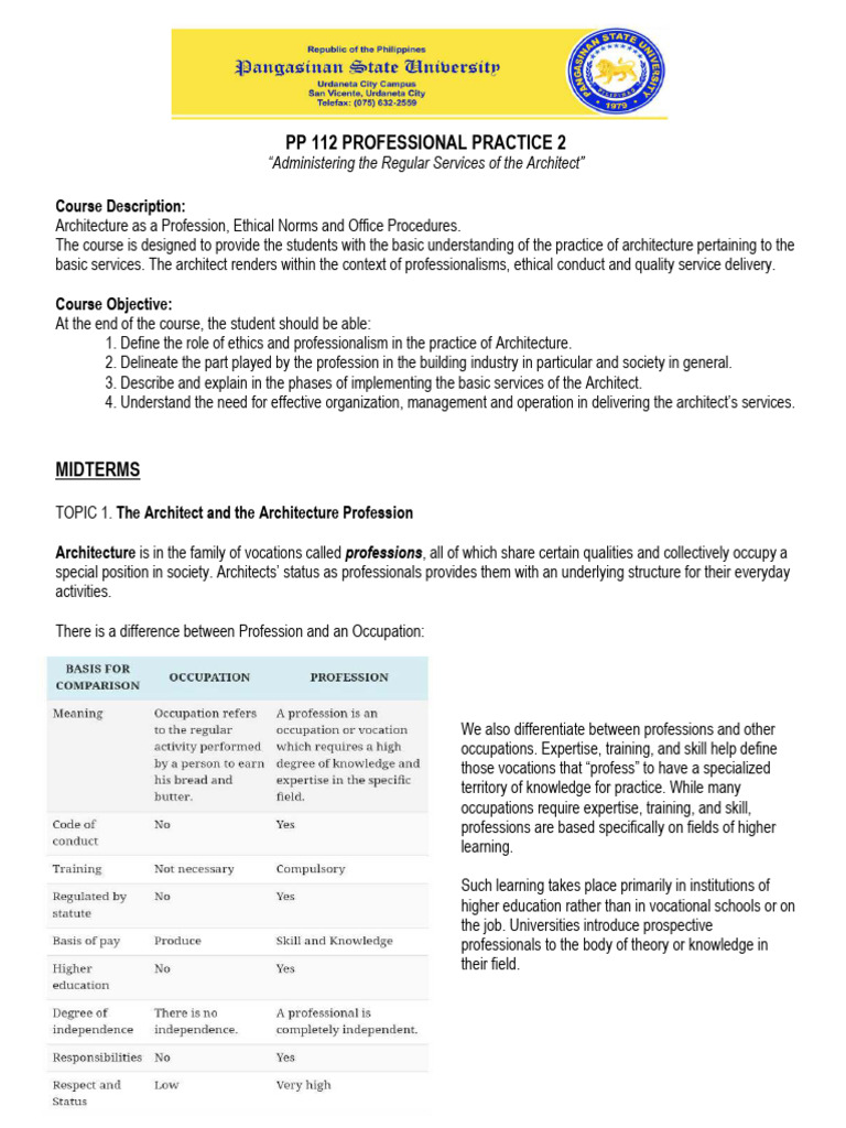 PROF PRAC 2 MT LECTURE PART 1 - 4b | PDF | Profession | Architect