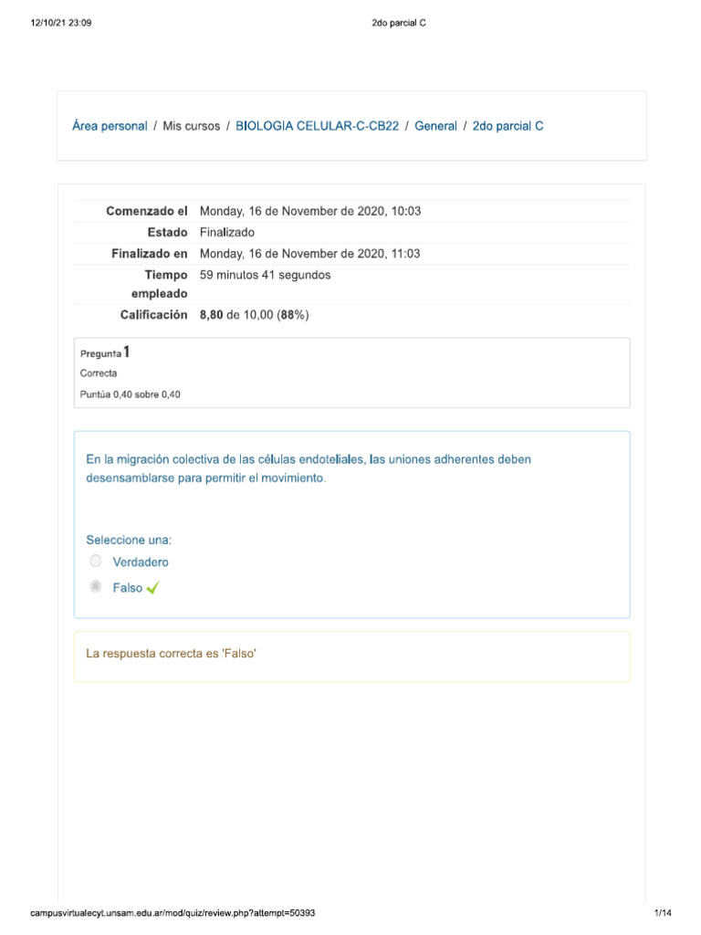 2do Parcial Biocel 2020 | PDF