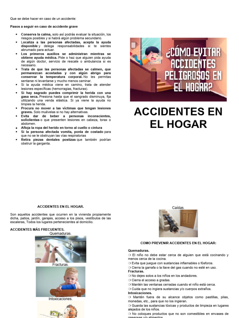 ACCIDENTES EN EL HOGAR | PDF | Primeros auxilios | Causas de la muerte