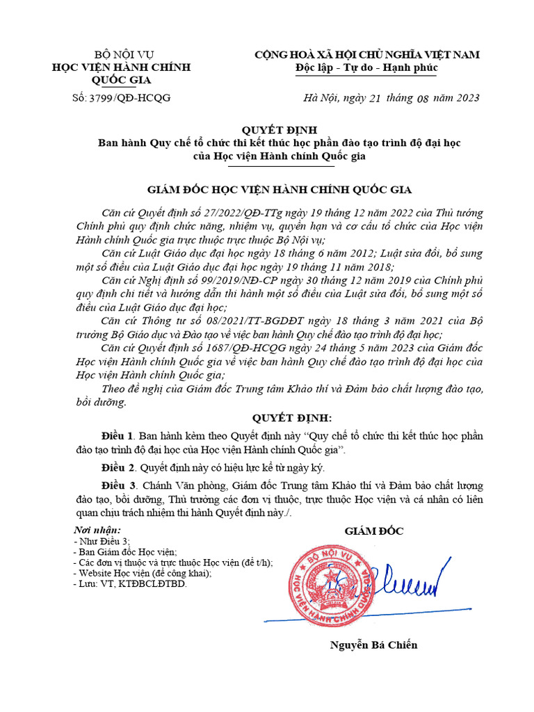 Quy Che Thi KTHP Dai Hoc (3799) | PDF