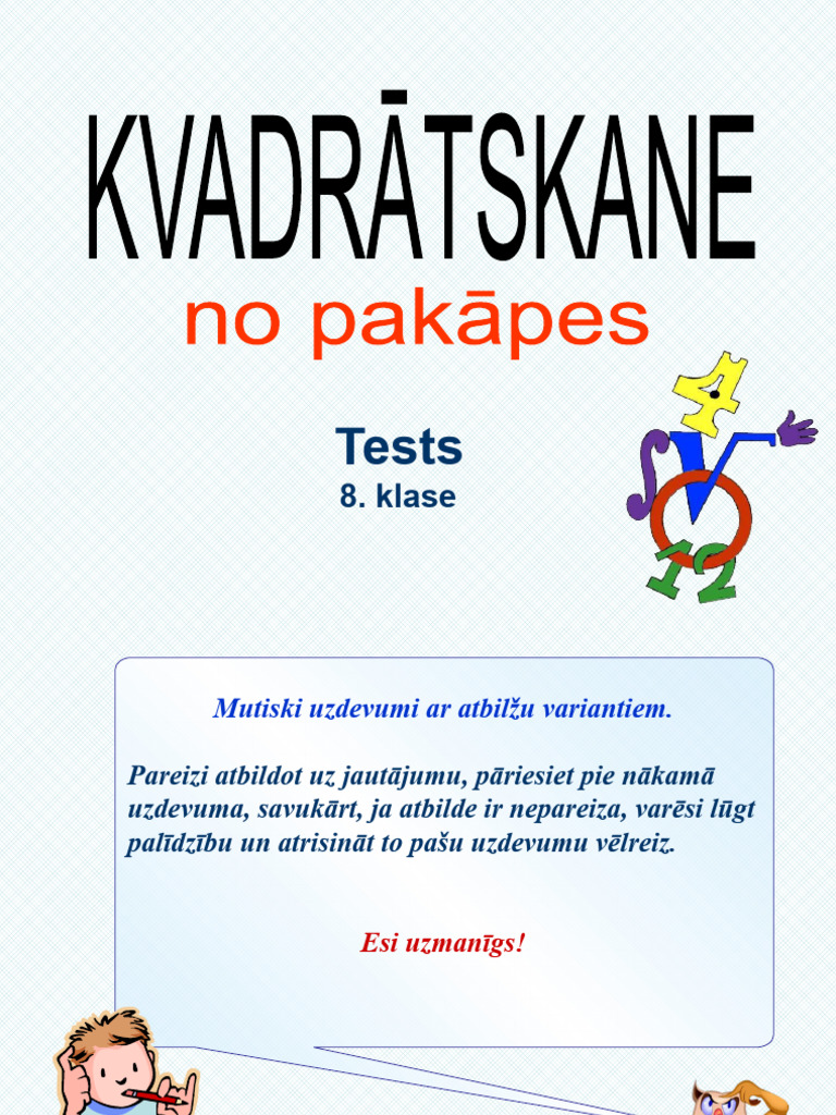 Kvadratsakne No Pakapes MAT 8 Klase-Sbycph | PDF
