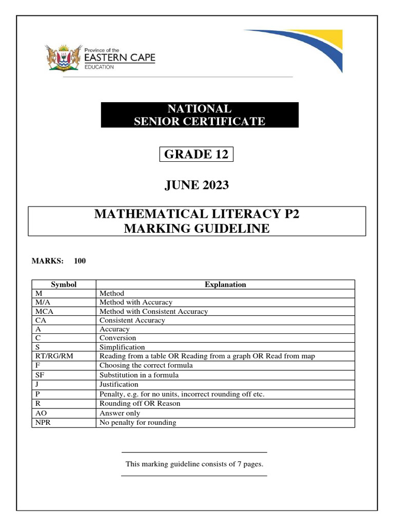MATHS LIT P2 MEMO GR12 JUNE 2023 - English | PDF