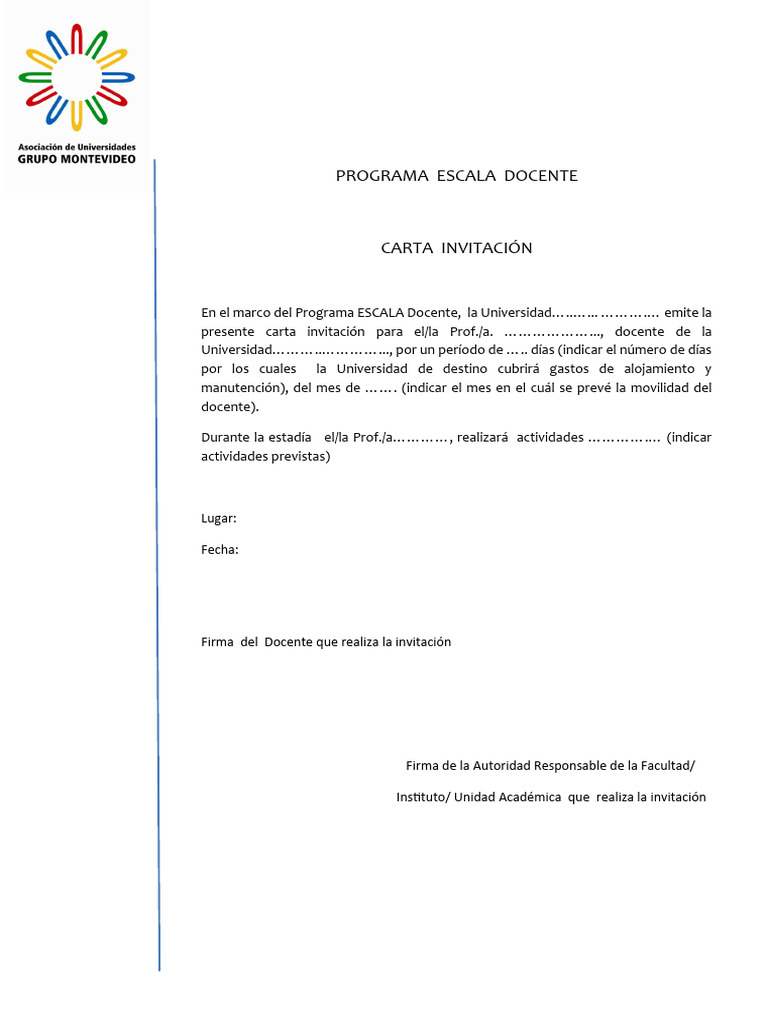 Modelo-carta-invitación-para-ESCALA-Docente | PDF
