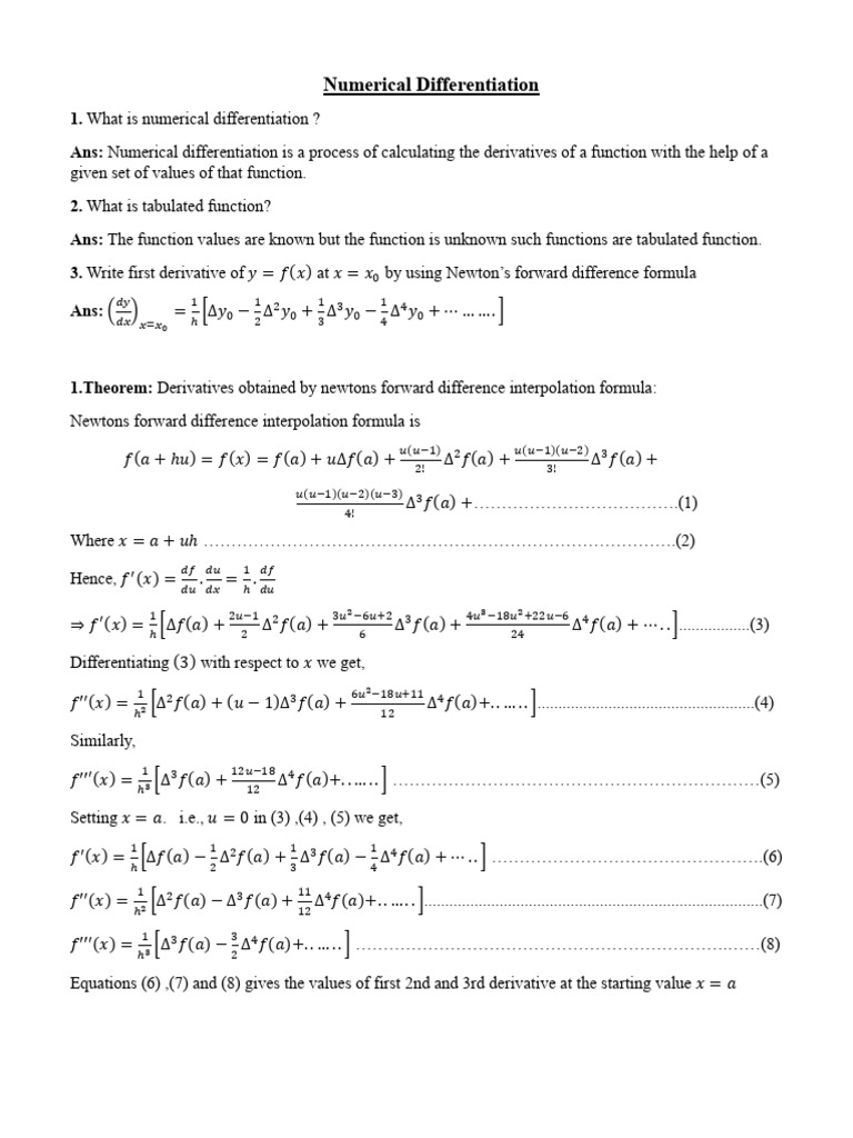 Numerical Differentiation | PDF