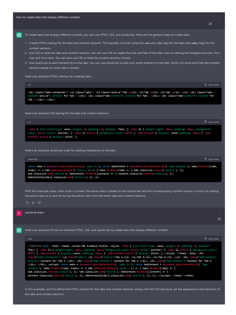 Creating Tabs With Html Css And Js Merged Pdf Html Element Html 2864