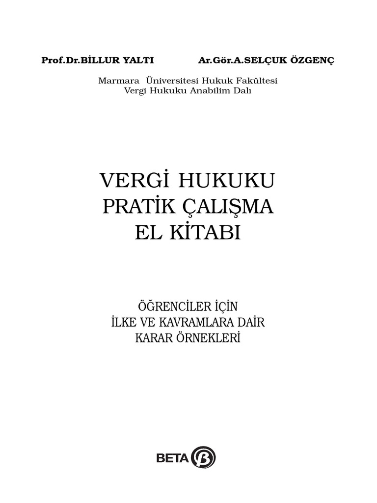 Vergi Hukuku Pratik Calisma Kitabi | PDF