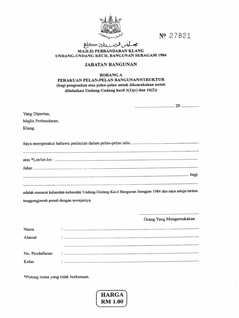 MPKlang Borang A | PDF