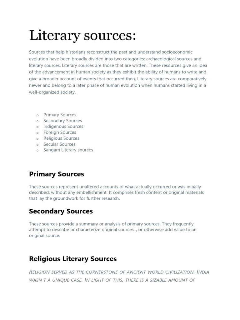 Literary Sources | PDF | Vedas | Sutra