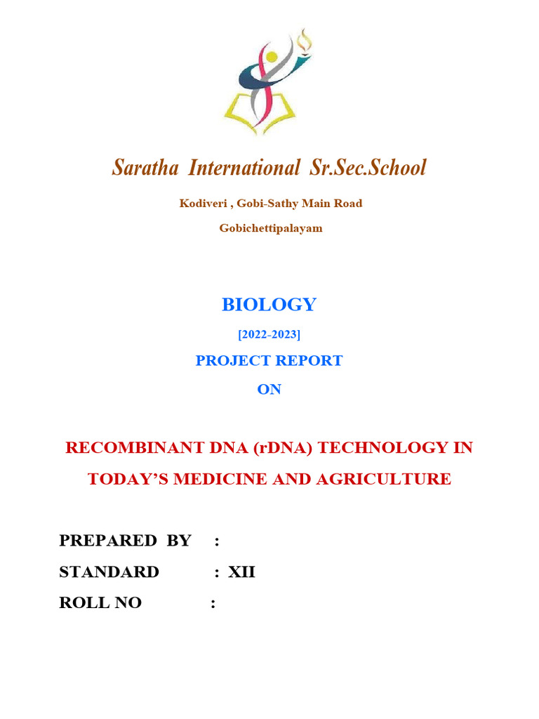 Recombinant DNA Technology | PDF | Genetic Engineering | Biotechnology