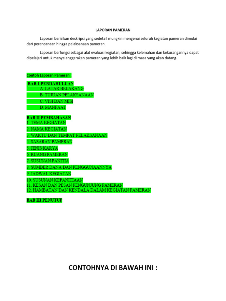 Contoh Laporan Pameran | PDF