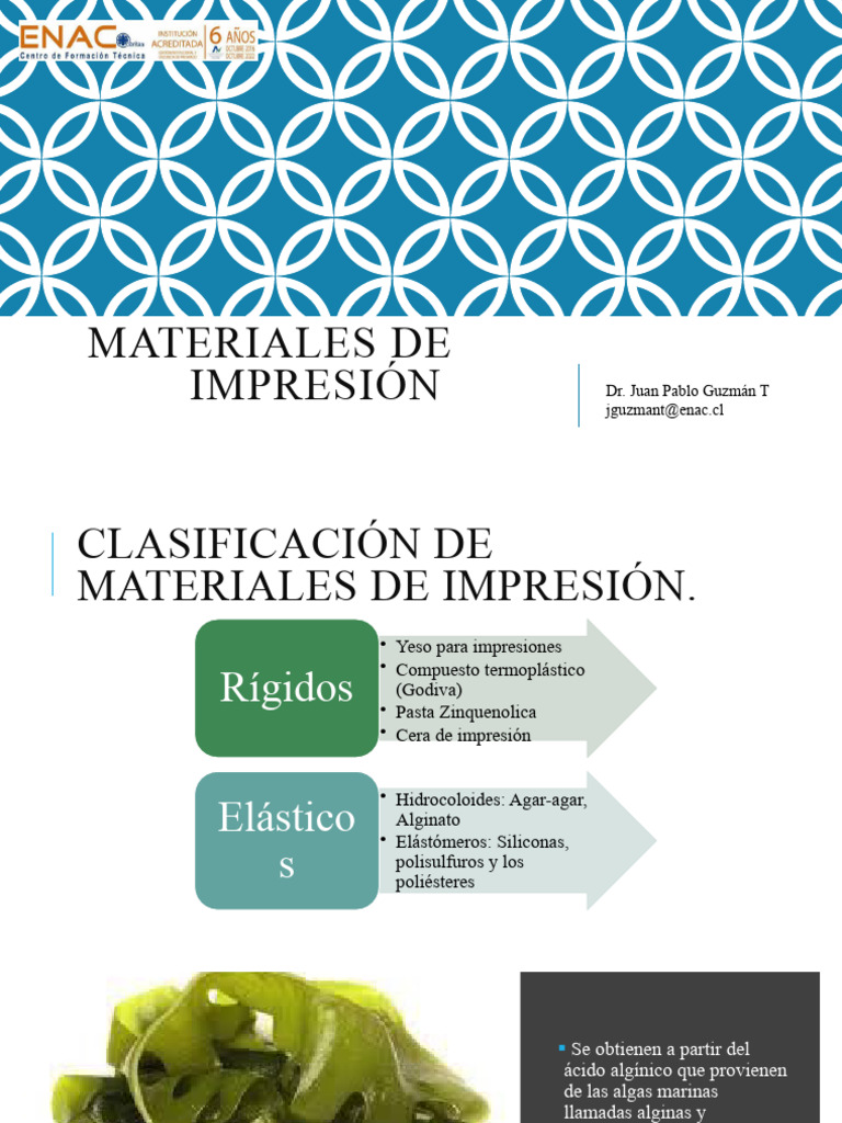 Clase Materiales de Impresion Alginato y Rigidos | PDF | Mezcla | Coloide