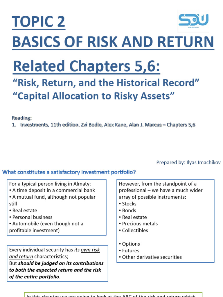 Topic 1 - Chapters 5,6, Basics of Risk and Return | Download Free PDF ...
