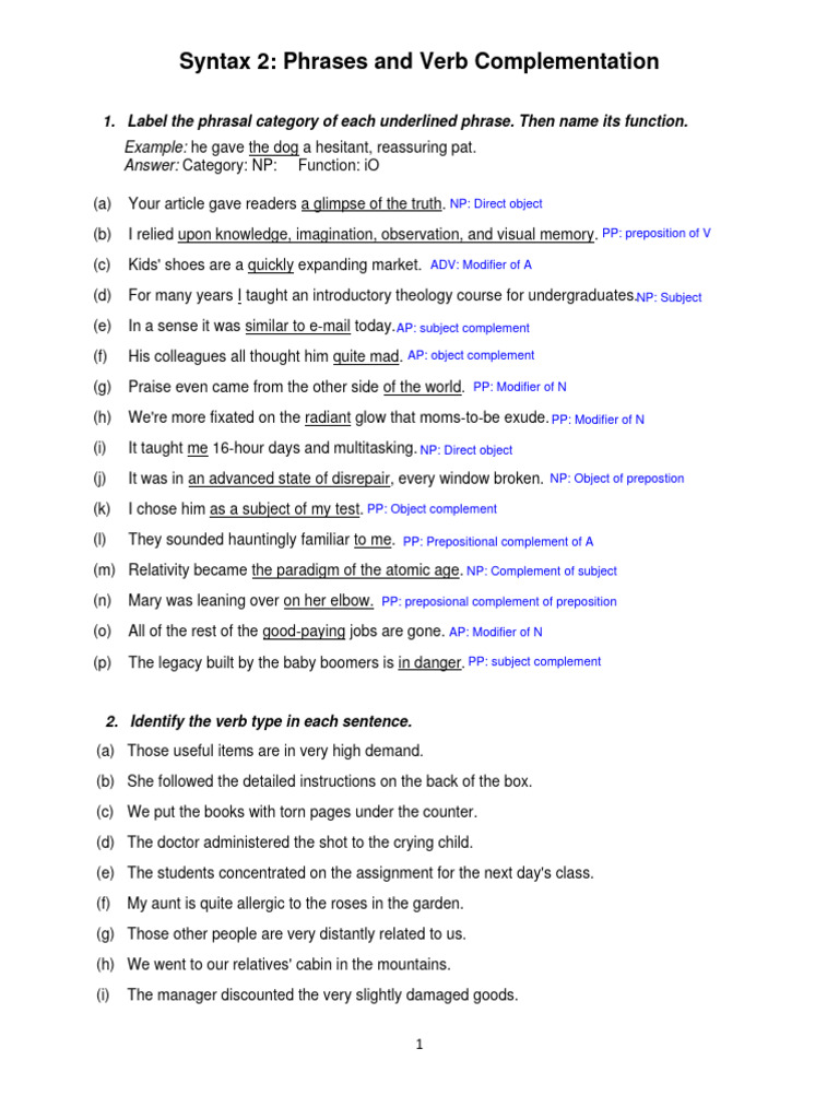 Phrases and Verb Patterns Analysis | PDF | Linguistics | Cognitive Science