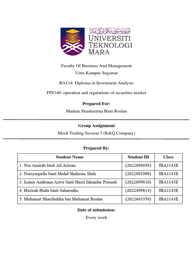FIN 346 Securities Market | PDF | Finance & Money Management ...