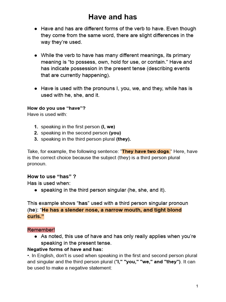 Grammar (Have) | PDF