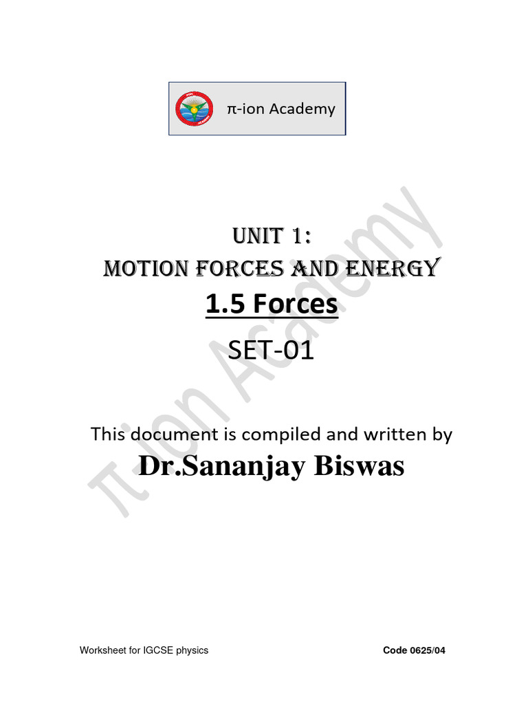 IGCSE Physics Forces Worksheet | PDF | Force | Acceleration