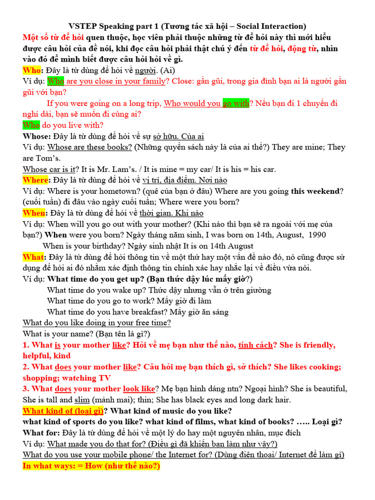 1.speaking Part 1 | PDF