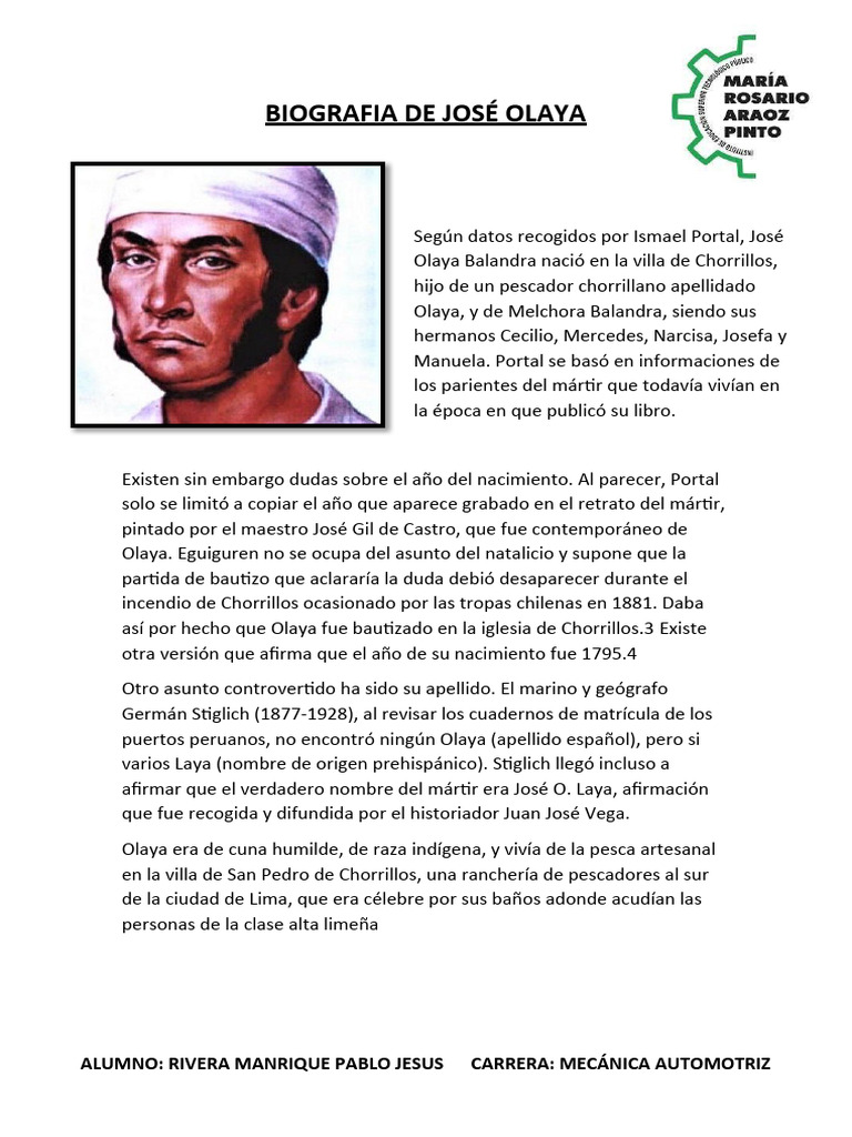 Biografia de José Olaya | PDF | Historia