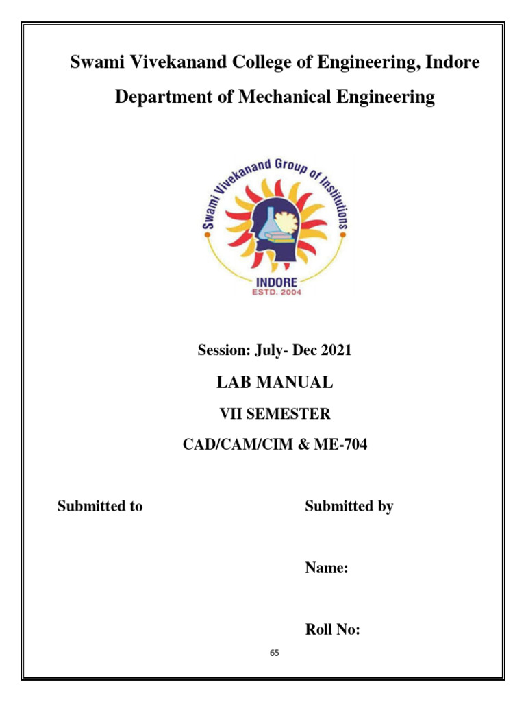 CAD CAM CIM Lab Manual | PDF | Computer Aided Design | Numerical Control