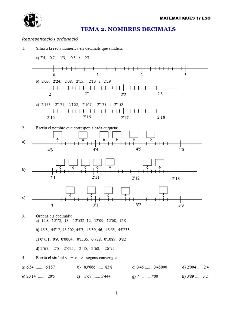 Exercicis 1r Eso Tema 2 Pdf