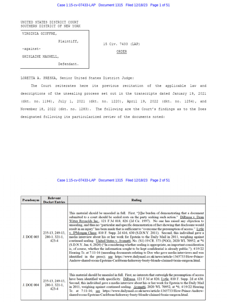 Epstein Court Filings | PDF | United States Case Law | Public Law