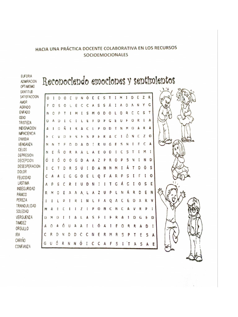 Sopa de Letras Reconociendo Emociones y Sentimientos | PDF