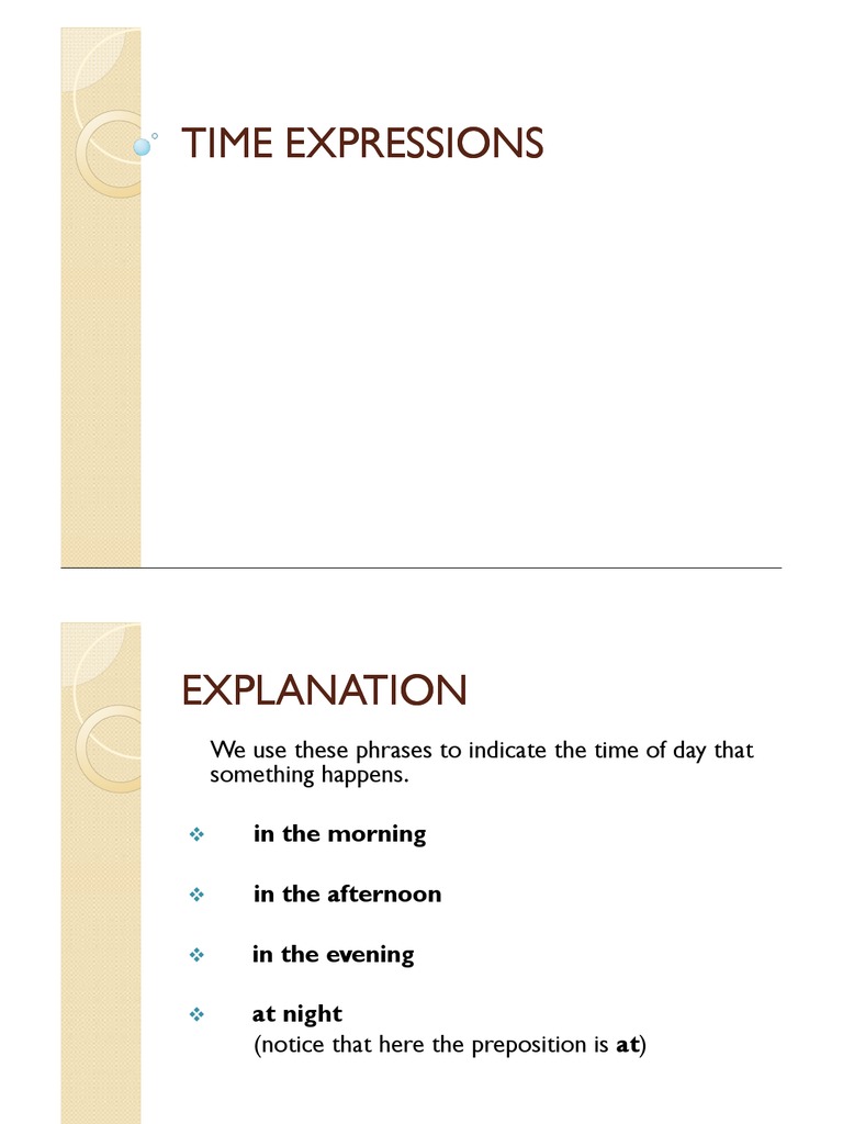 Common Time Expressions in English | PDF