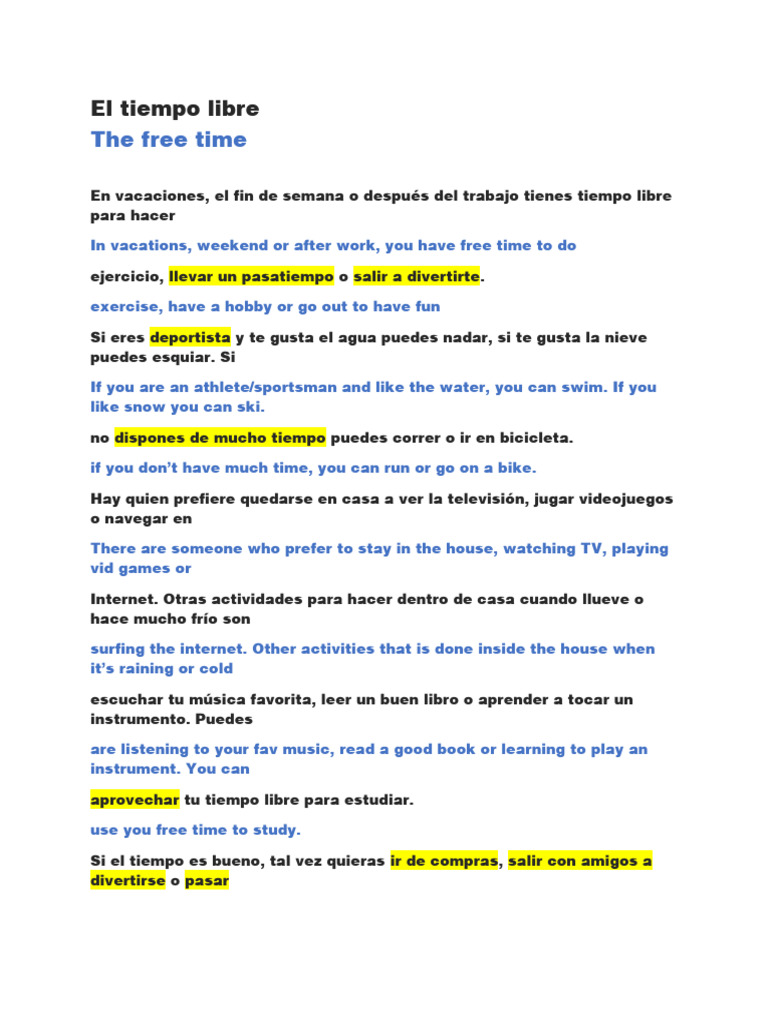 El Tiempo Libre | PDF