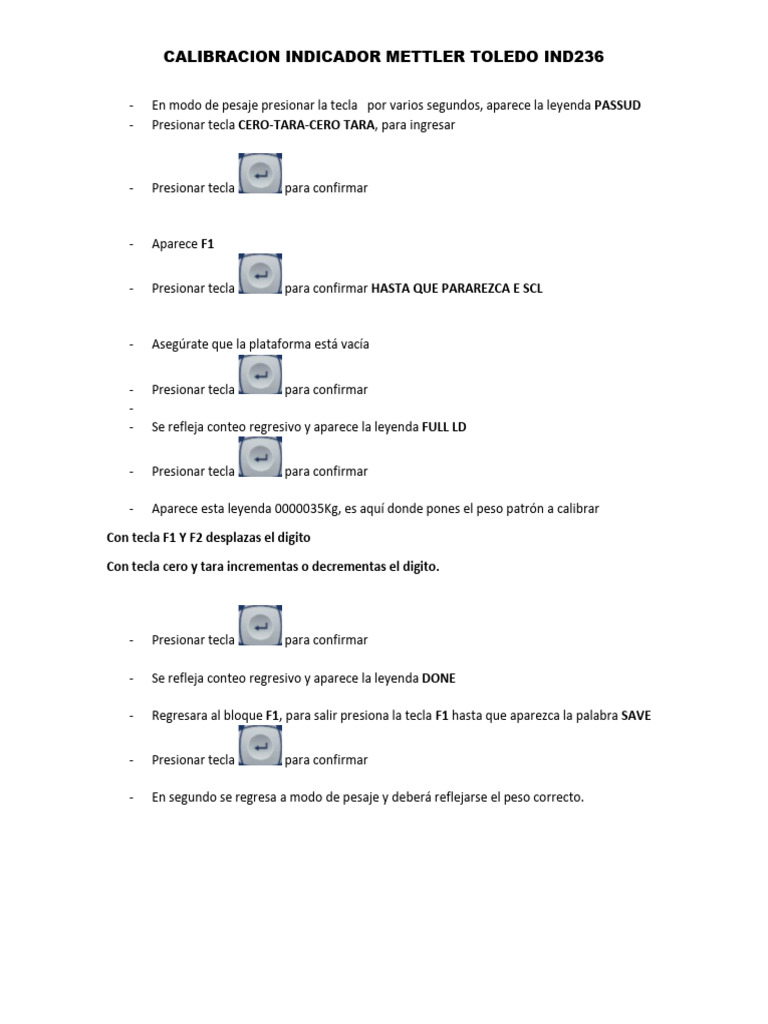 Calibracion Indicador Metller Toledo Ind236 | PDF