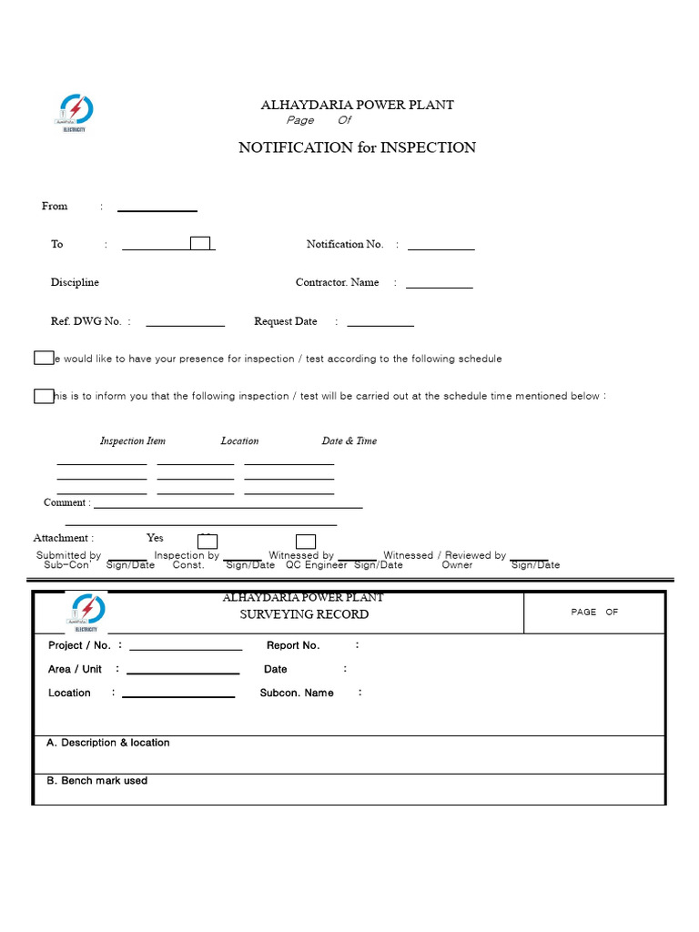 Notification For Inspection | PDF | Concrete | Roof