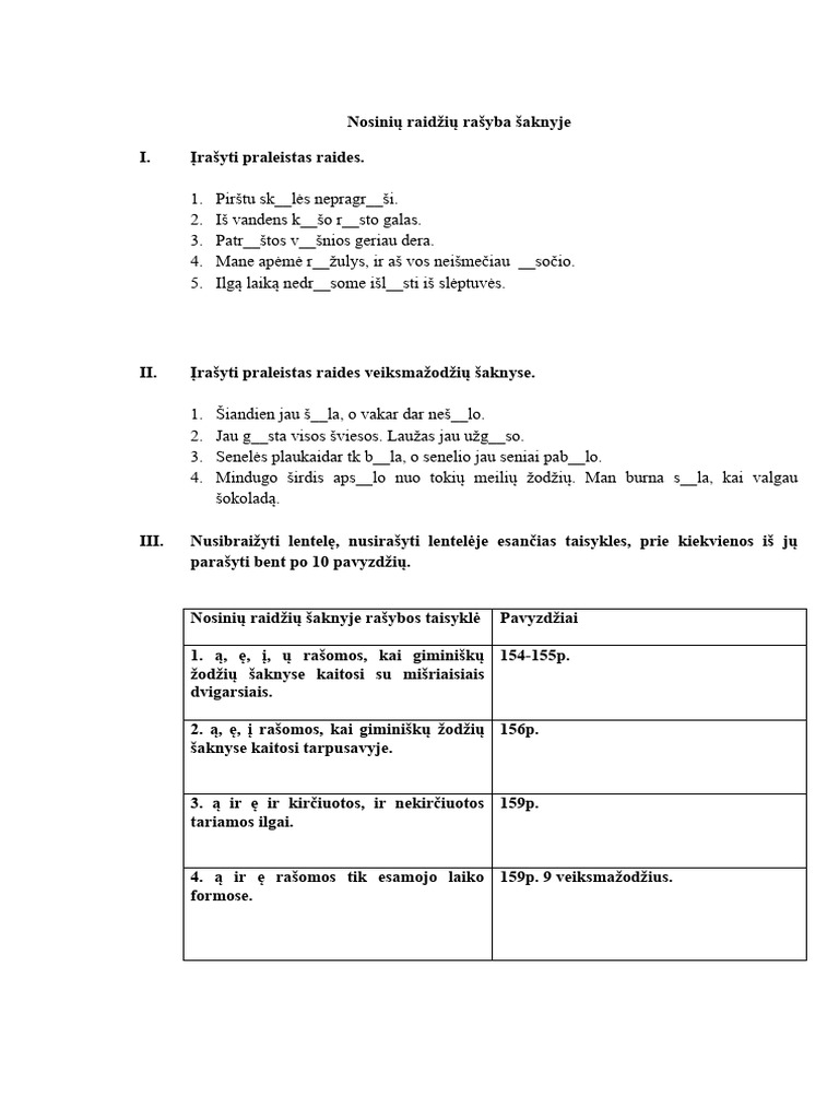 Nosines Raides Saknyje Pratimai | PDF