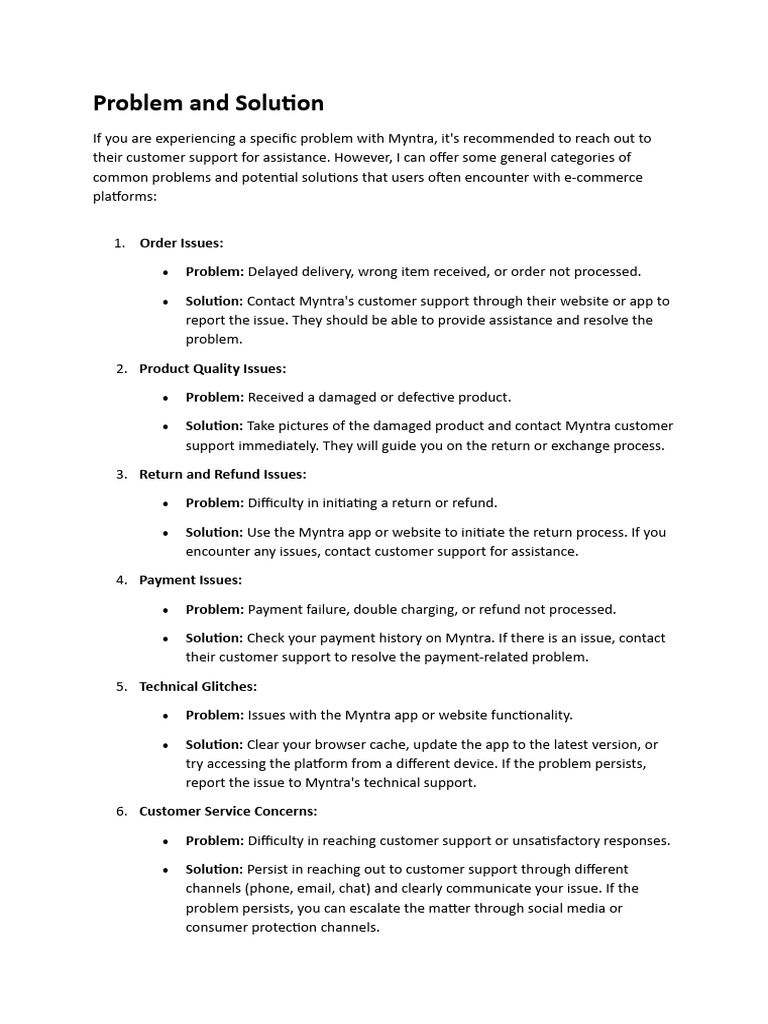 Problem and Solution (Myntra) | PDF