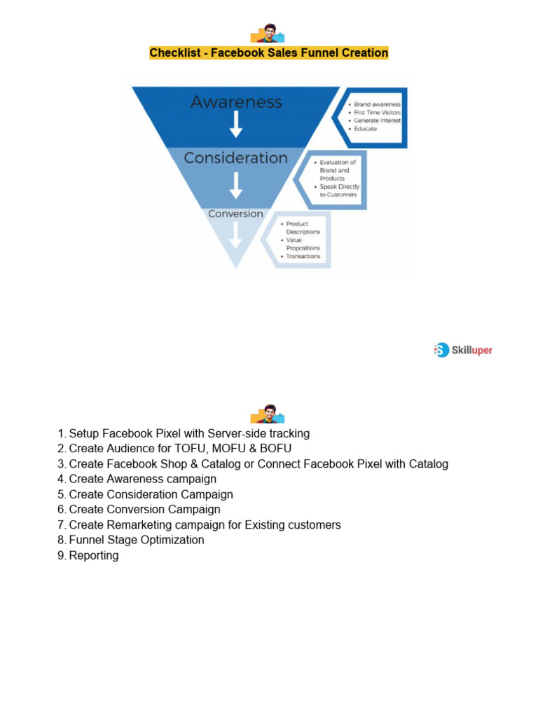Facebook Sales Funnel Checklist Guide | PDF | Computing | Marketing