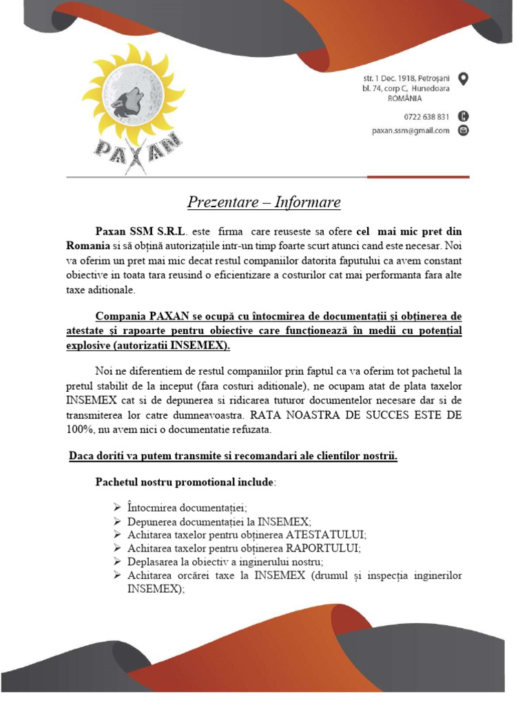Prezentare PaXan SSM | PDF