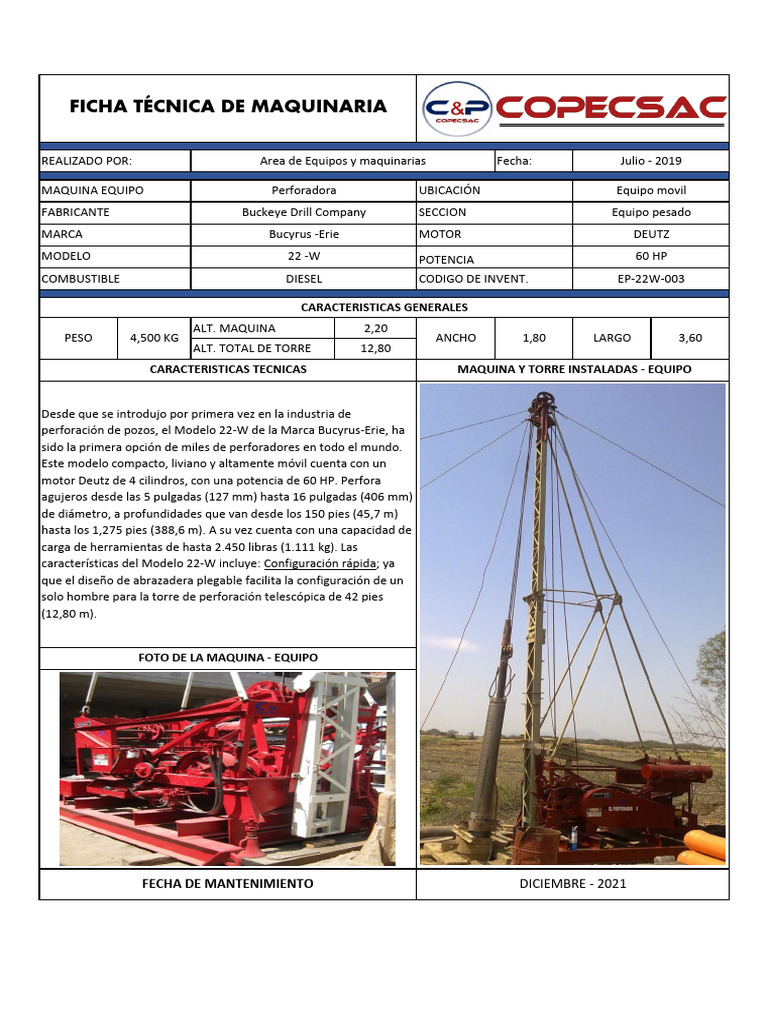 F. Tecnica Maquina de Perforacion 22w | PDF | Tecnología