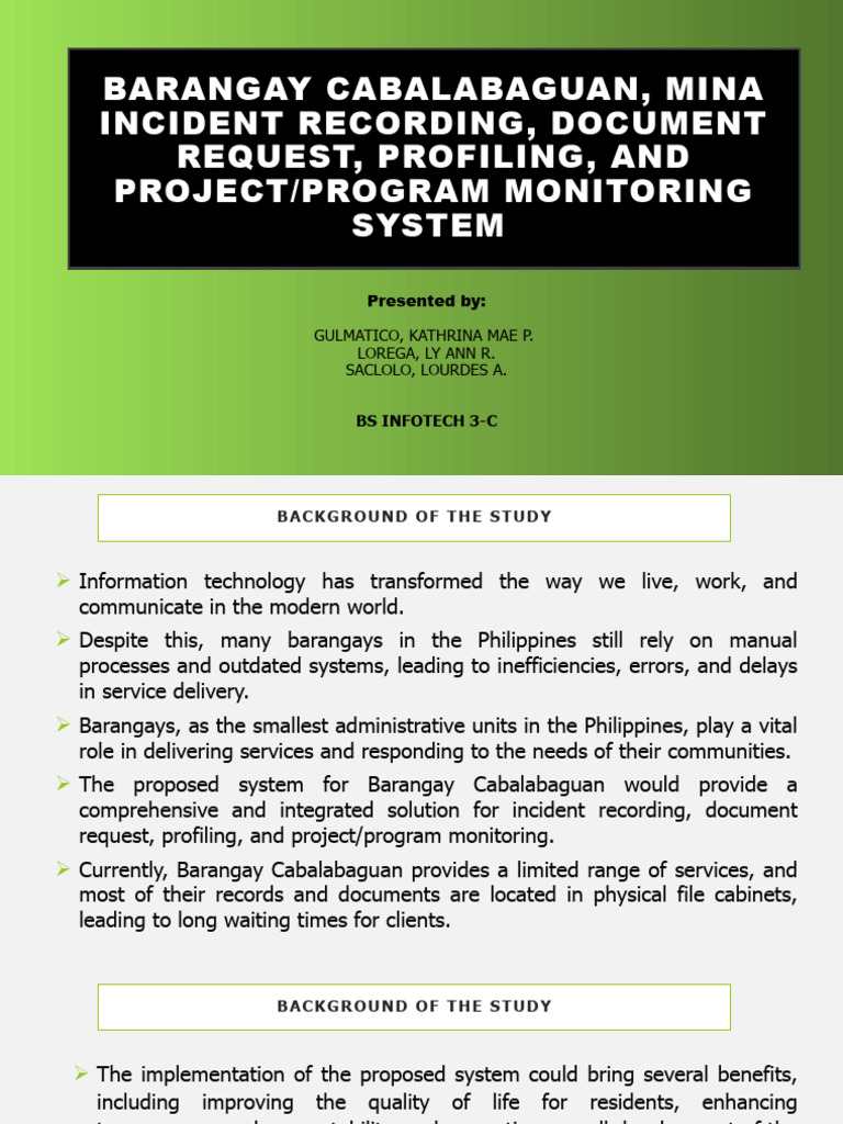 Barangay Cabalabaguan Computer Based System | PDF | Information | Computing