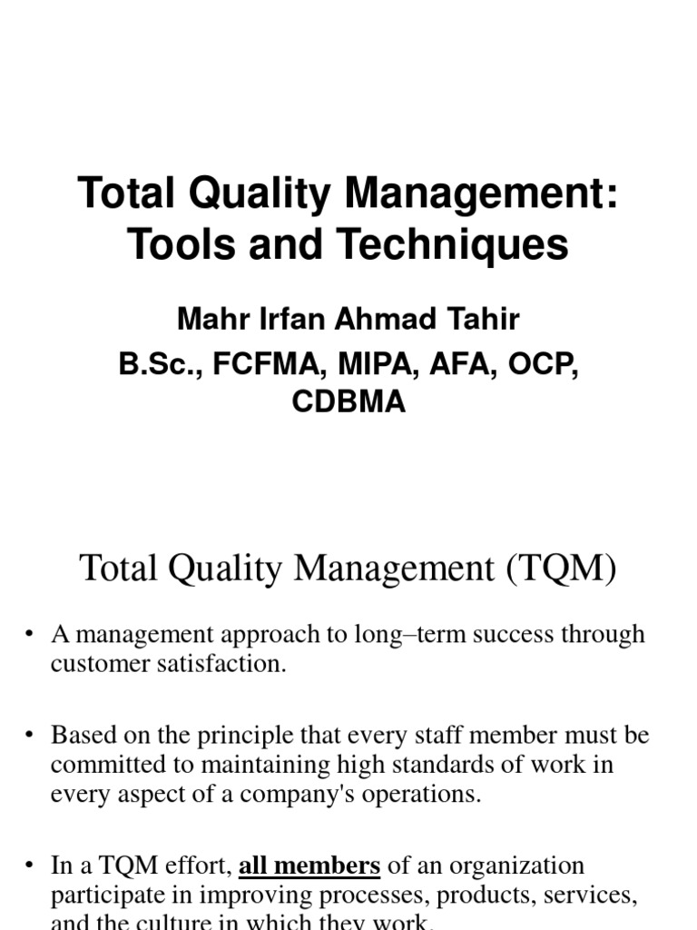 TQM Management Tools | PDF | Iso 9000 | Quality Management System