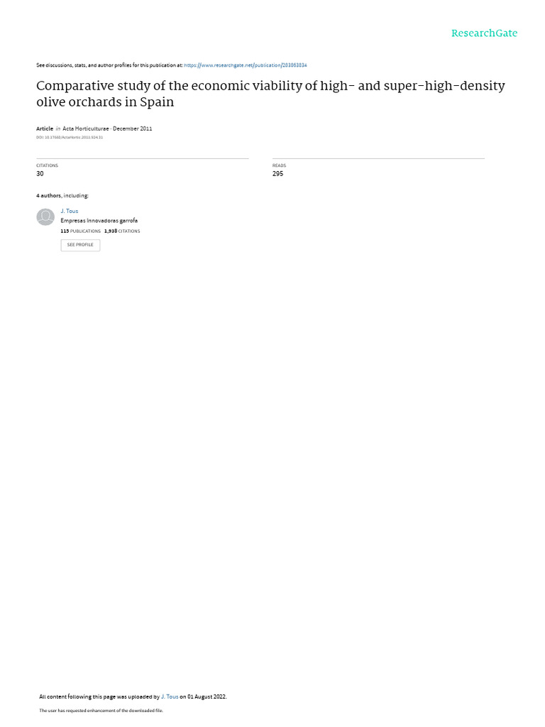 Comparative Study of The Economic Viability of High and Superhigh ... Comparative Study of The Economic Viability of High and Superhigh ...