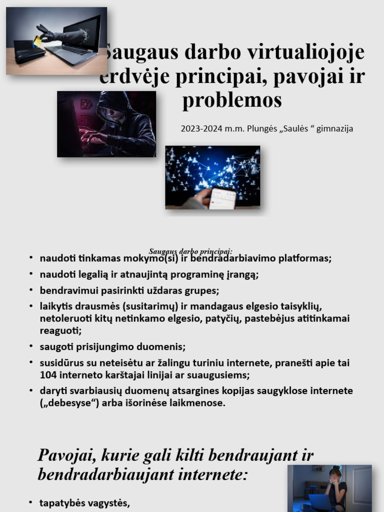 Saugaus Darbo Virtualiojoje Erdveje Principai, Pavojai Ir | PDF